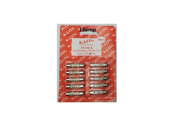 13 Amp Domestic 240V Household Mains Plug Fuse Electrical Cartridge Fuses KLITE | Fixing King ...